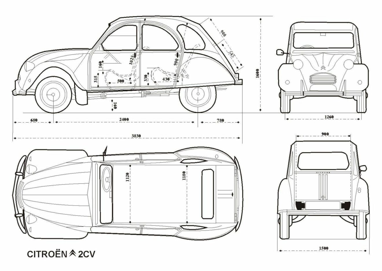 Dimensions / Poids 2CV – Le site référence sur la 2CV